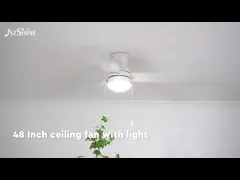 48 Inch Modern White Ceiling Fan With Light Pull Chain Ac Motor