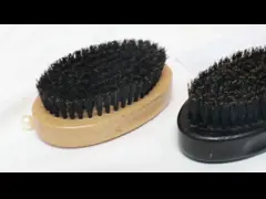 Black Boars Hair Beard Brush Oval Shaped Beech Wooden For Men Moustache