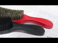Custom Soft Red Boar Bristle 360 Curved Wave Brush Long Handle For Hair Style