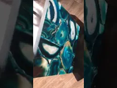 China Custom Polished Blue Agate Backsplash Tile Semi Precious Stone Slabs for sale