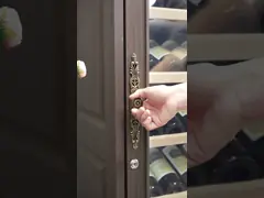 China Touch Control Tall Lockable Drinks Fridge Brown Wood Wine Cooler Cabinet for sale