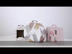 China Sturdy Round Keepsake Suitcase Box Cardboard Display Box With Clear PVC Lid for sale