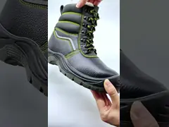 China Mens Black Leather Steel Toe Boots Anti Puncture High Top Safety Boots For Winter for sale