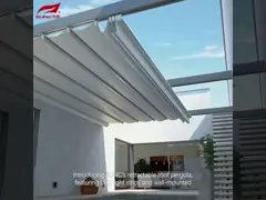 Easily Assembly Retractable Roof Pergola Added Features LED Light Strips and Wall-mounted Installation
