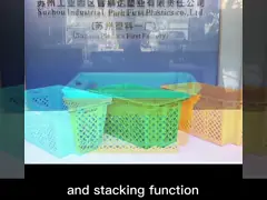 China Food Plastic Basket Storage Crate Stackable Moving Box Plastic Fruit Crate 590x370x345mm for sale