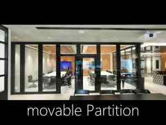China Modern Design Style Folding Office Room Separator With Aluminum Tempered Glass Surface Material for sale