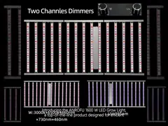 Aluminum UV IR LED Grow Light 1600W 2 Channel 2400*1100mm Size 1600 Watt LED Grow Light