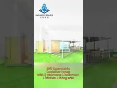 40ft expandable container house with 3 bedrooms 1 bathroom 1 kitchen and big living area