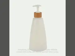 200ml, 250ml, 300ml, 500ml, 7oz, 8oz,10oz, 16oz Elegant And Stylish Refillable White Conical HDPE Bottle With Natural Bamboo Lotion Pump