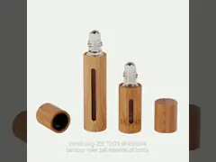 3ml, 5ml, 10ml, 15ml All Inclusive Bamboo Roller Ball Essential Oil Bottle, Portable Massage Oil Bottle With Stainless Steel Roller Ball, Reusable Travel Perfume Sample Container