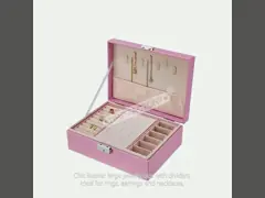 China Chic Leather Large Jewelry Box Packaging With Dividers For Rings Earrings for sale