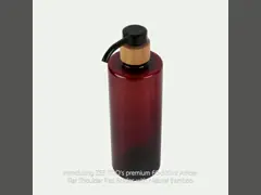 60ml, 80ml, 100ml, 120ml, 150ml, 180ml, 200ml, 250ml, 300ml High Quality Amber Flat Shoulder PET Bottle With Natural Bamboo Long Nozzle Lotion Pump