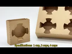 China Kraft Paper Cup Holder Disposable Packing Insulation Corrugated Kraft Paper Cup Holder For Tray Takeout Packing for sale