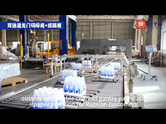 Peiyu Workshop Test Machine Customized High Speed Fully Automatic Dual Channel Gantry Palletizer + Paper Partition For Russian Customers