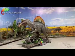 Animatronic Dinosaurs Simulation Spinosaurus Hunting Scene For Theme Park Decoration