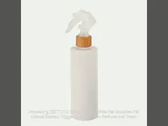 100ml, 150ml, 200ml, 250ml, 300ml, 500ml White Flat shoulders PET Natural Bamboo Trigger Spray Bottle For Perfume Toner