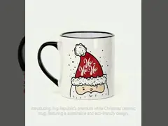 China Travel White Christmas Ceramic Mug For Silk Print Handpaint Bulk Porcelain Christmas Dinnerware for sale