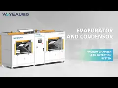 Vacuum chamber helium leak detection system for air conditioning