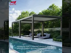Wall-mounted or Freestanding Motorized Aluminum Pergola with Remote Control and Waterproof Windproof