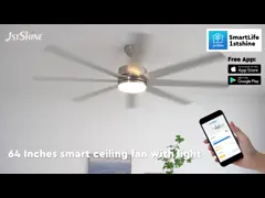 64 Inches Brush Nickel Ceiling Fan With Dimmable Light High Speed