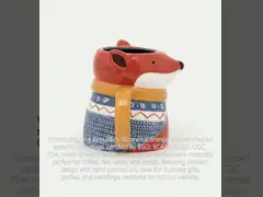 Wholesale 3D Animal orange squirrel shaped Ceramic Mugs Porcelain Christmas Gift with Handpainting
