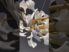 China Ceramic Ginkgo Leaf Pendant Chandelier Lights Adjustable Suspended Line for sale