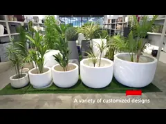 Light Weight Flower Pot Clay Cement Plant Pots Hotel Decorative Pots Large Fiberglass Round Cylinder
