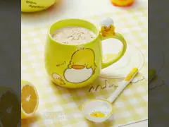 China Ready To Ship In Stock Cartoon yellow duck large capacity home mug creative breakfast oatmeal coffee mugs custom for sale