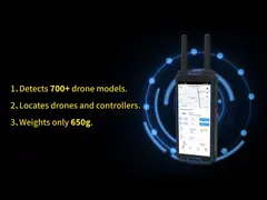Detector de drones de mano y ubicación 100-6000MHz Dji Fpv Autel 1-2km Detector de señal