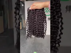 Kinky Curly 10 Inch Peruvian Wig Natural Wavy Bundles Double Weft Weaves  1/3/4 Pcs