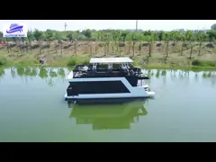 China Luxury Yacht Aluminium Houseboat 30 People Floating Restaurant Boat for sale