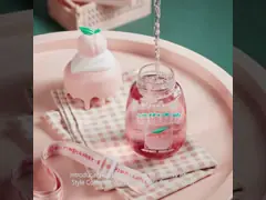 China Strawberry Peach Style Coffee Tea Water Cup Glass Bottles Gift For Women Girls for sale