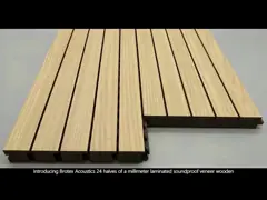 China ODM Laminated Soundproof Veneer Wooden Grooved Acoustic Panel for Office Lobby for sale