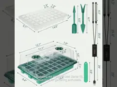 China 40 Cells Seed Starter Kit with Dimmable LED Grow Light Bar , Greenhouse Seed Germination Tray With Humidity Dome for sale