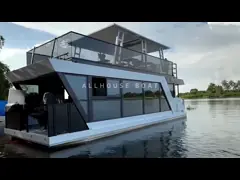 OEM Aluminum Luxury Pontoon Houseboats 30 People Floating Restaurant Houseboat