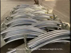 China Doubel Arm Round Tapered Steel Pole 3.0mm - 5.0mm Galvanised Steel Lamp Posts for sale