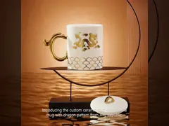Custom Ceramic Mug Gold Handle Mug With Dragon Pattern
