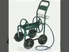 China Brass Hose Connector Four-wheel Hose Reel Cart for Hose Storage and Transport Green for sale