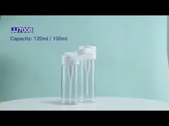 China PET Cosmetic Bottle 100ml 120ml 400ml Makeup Remover Bottle With Round Flat Top for sale