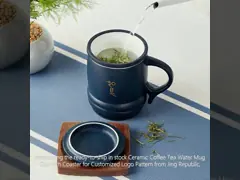 China Ready To Ship In Stock Ceramic Coffee Tea Water Mug Cup With Coaster For Customized Logo Pattern for sale