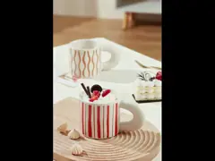 China Ready To Ship In Stock Unique Handmade Ceramic Mugs Colorful Striped Pattern Tea Milk Porcelain Mug 3d for sale