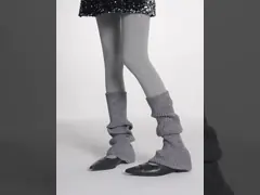 China Custom Logo Women Leg Warmers Acrylic Knit Sock Sleeves With Horizontal Stripes for sale