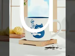 準備中 定番セラミックカップ 青と白の猫のカップ