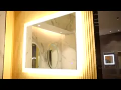 Wall Mounted Heating Pad LED Mirror with 5mm Polished Silver and Optional Light Color