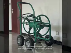 Green Hose Reel Cart Easy Assembly and Sturdy Steel Frame for Eco-friendly Gardening