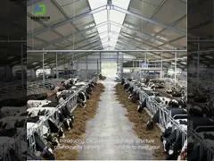 China Low Cost Prefab Light Galvanized Fast Assembling Steel Structure Construction Livestock Farm  Cow Cattle Chicken Automatic Free Range for sale