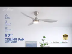 Modern Sleek Silver Blade Design Ceiling Fan with 6-Speed Remote Control and Dimmable LED Light