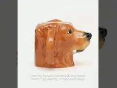 China Best Selling cute earthenware 3d dog shaped Animal Ceramic Mugs Design with 3D handpaint for sale