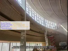 Museum 3D Radius Curved Metal Ceiling Baffle Soundproofing Woodgrain Wall Acoustic Panels