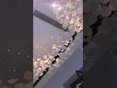 China Villa Hotel Loft Staircase Hanging Light Fixture Design Modern Acrylic Corrugated Ball Pendant Lamp With LED Light Strip for sale